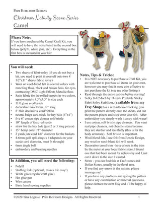 Christmas Nativity Series Camel Craft Kit – Prim Heirloom Designs